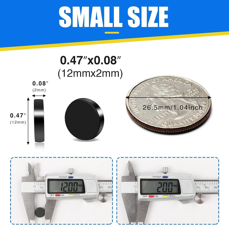 150 Neodymium Magnets Small Round 12X2Mm Strong Rare Earth Refrigerator ...