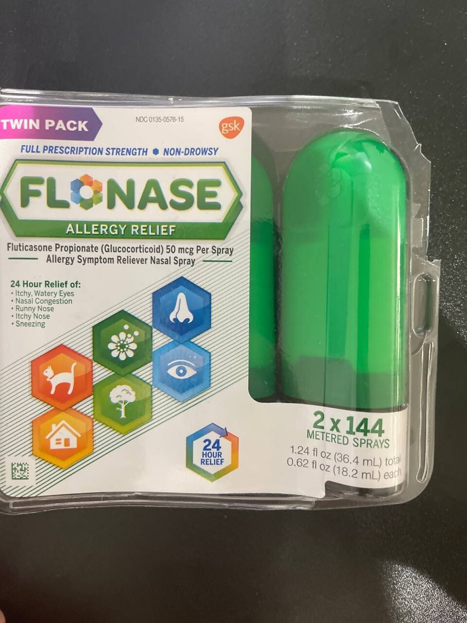 Flonase Allergy Relief Nasal Spray 2x144=288 Sprays TWIN Pack Exp 09/ ...