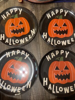 Halloween Plates - Hyde And Eek Happy Halloween Melamine Dinner Plates ...