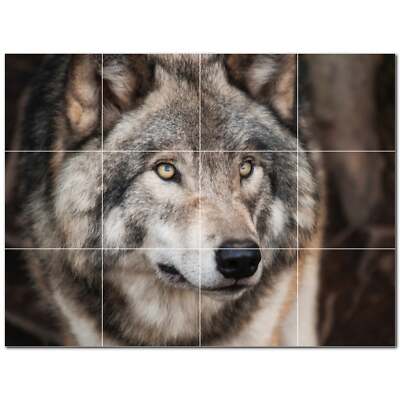 Wolf Ceramic Tile Wall Mural PT501241. 24" W x 18" H (12) 6x6 tiles | eBay