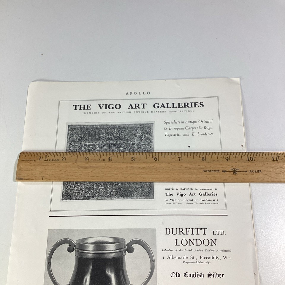 London UK Print Ad 1947 Antiques Vigo Art Agra Hunting Carpet Burfitt ...