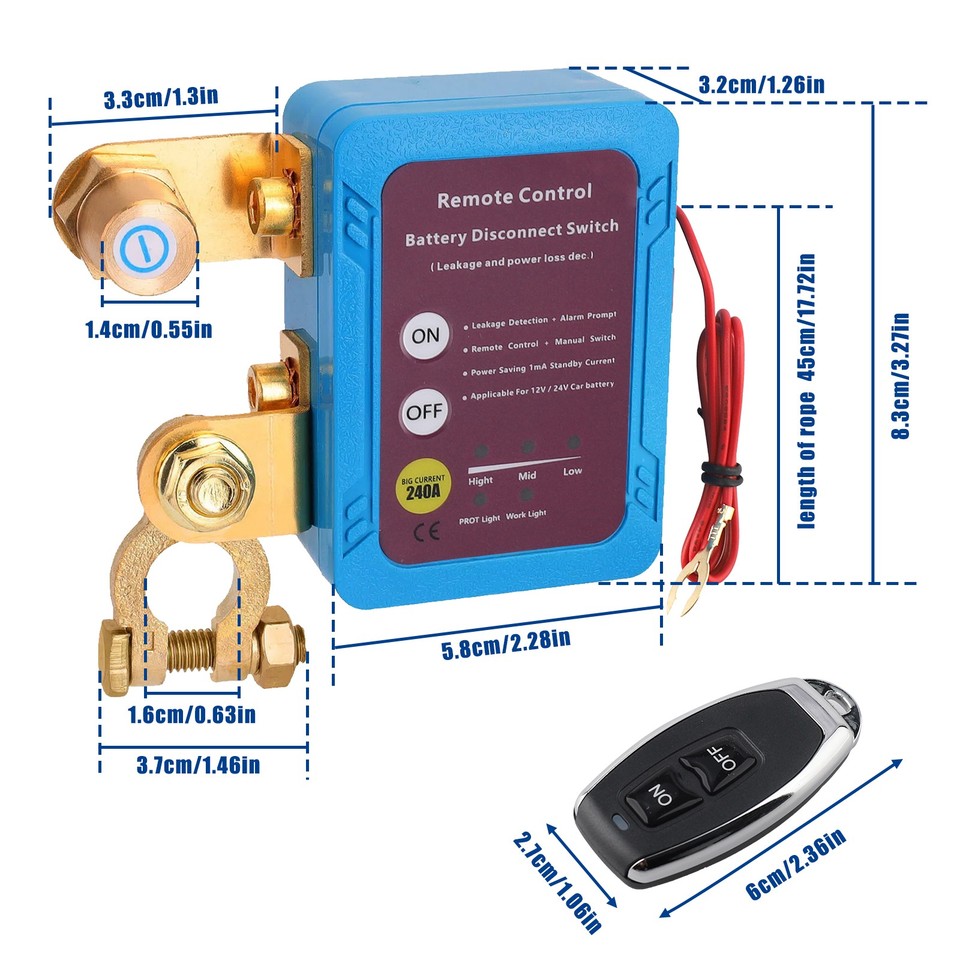 2PCS Remote Battery Disconnect Switch 240A Battery Kill Switch for Auto ...