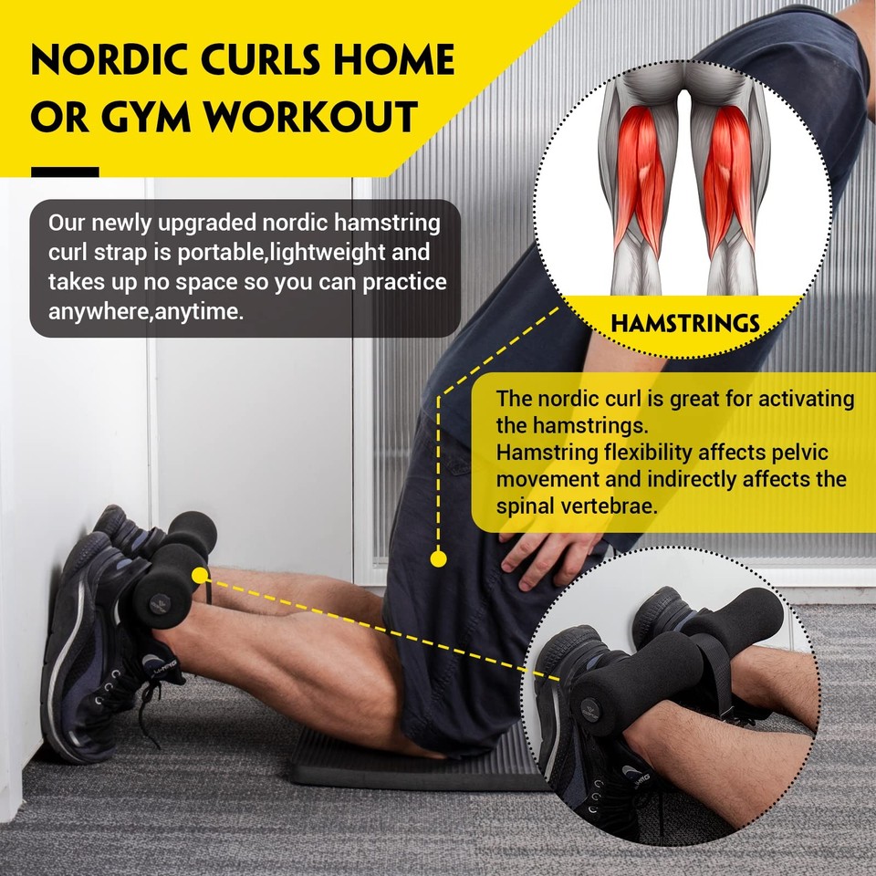 Nordic Hamstring Curl Strap - 420 lbs, Sit-ups, Squats, Ab Workouts | eBay