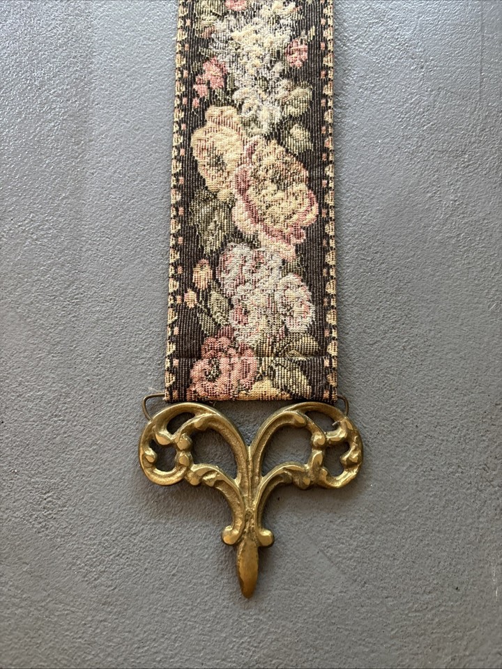 Corona Decor Co. Vintage Gold Floral Bell Pull Tapestry Brass Black ...