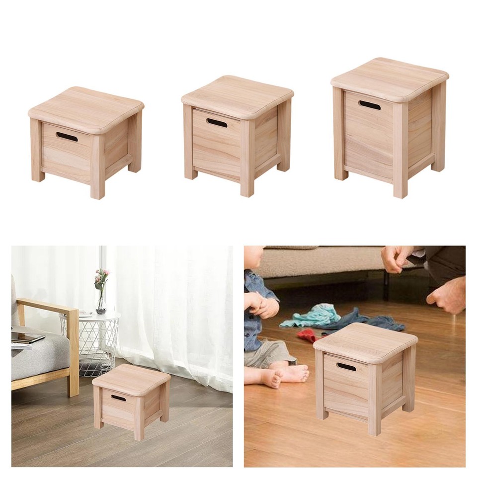 Wooden Step Stool with Drawer Footstool Garden Display Stand Footrest ...