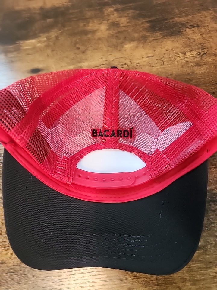 Bacardi Rum Hat Baseball Cap Adjustable Strap Back Adults Black Red ...