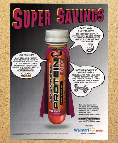 Super Whey Protein Shot Fruit Punch - Magazine Print Ads Ephemera Art ...