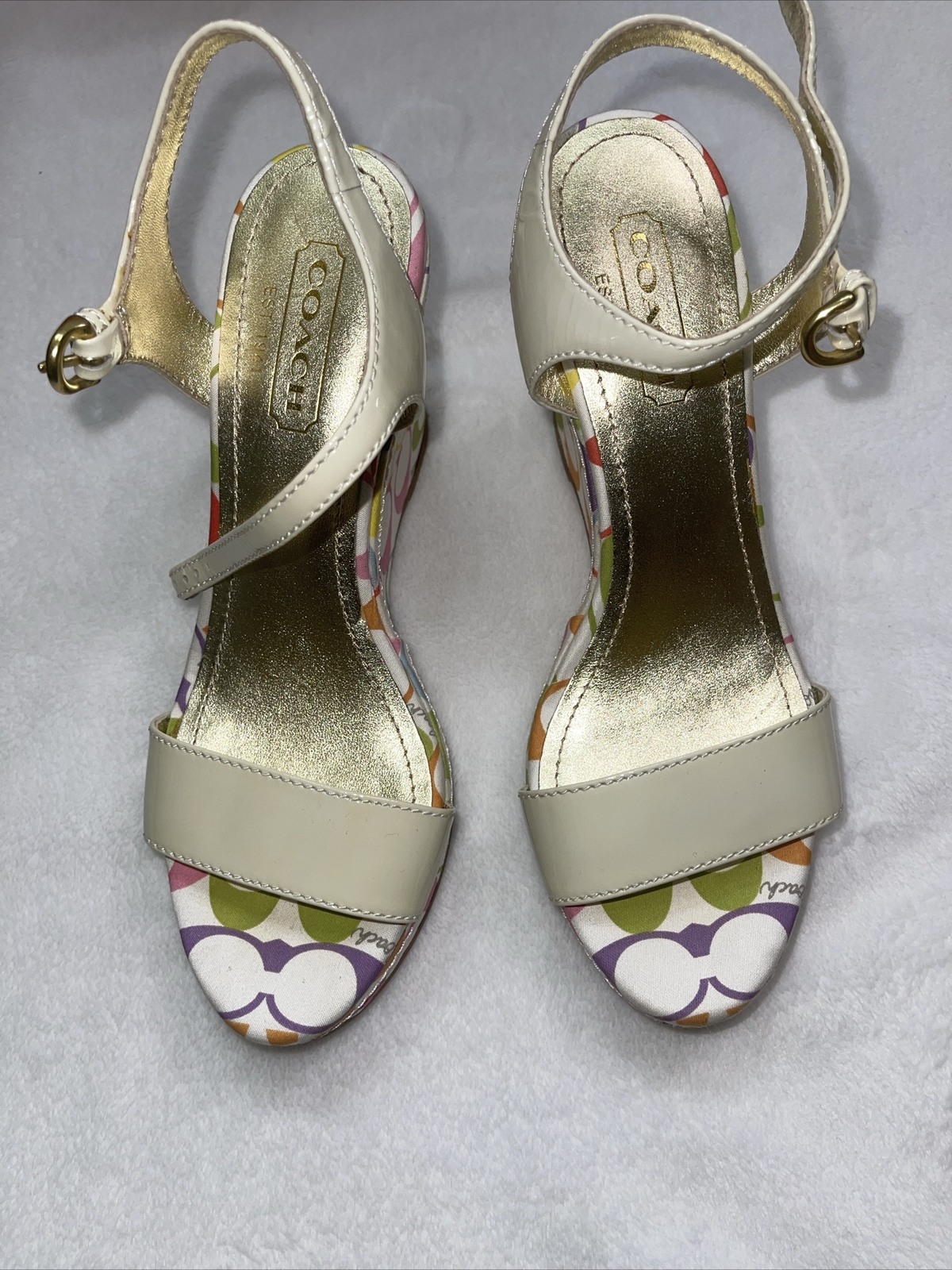 Coach Wedge Sandals Shoes Signature Heels Buckles Mul… - Gem