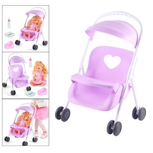 Toddlers Pretend Play Toy Simulation Baby Stroller Gift Tiny Pushchair ...