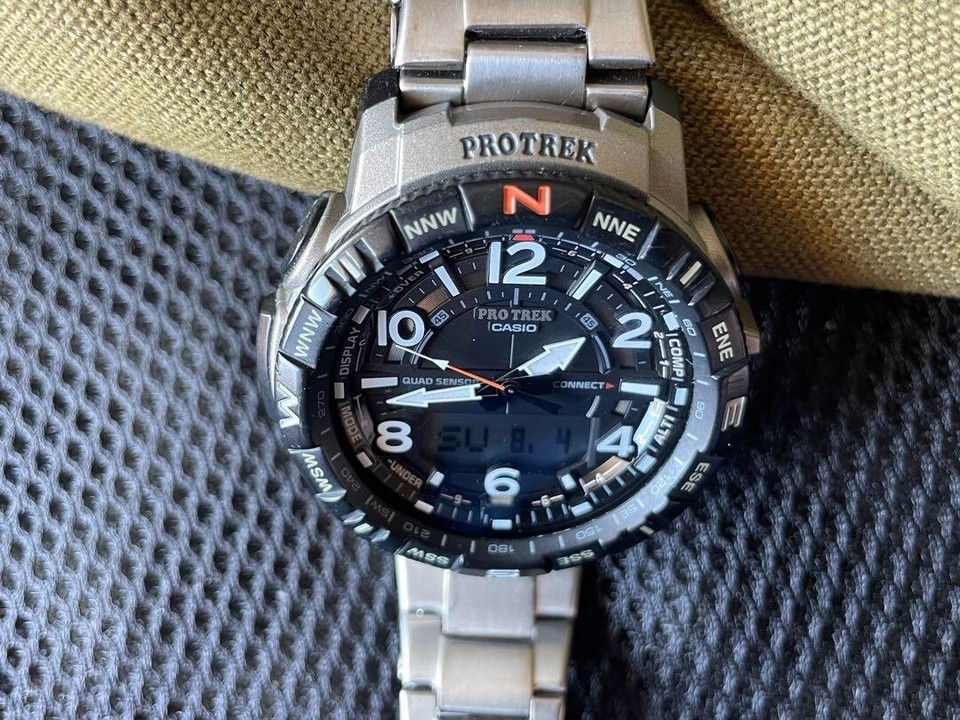 CASIO PRO TREK PRT-B50T-7JF men Watch Titanium Bluetooth | eBay