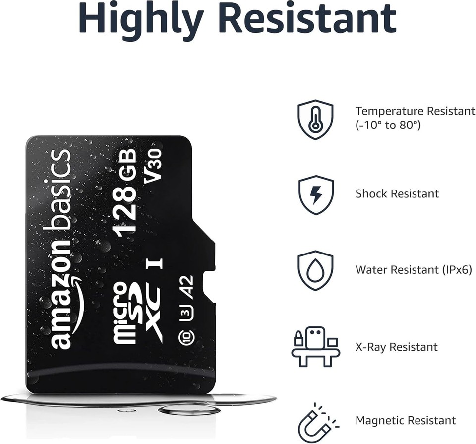 Amazon Basics Micro SDXC 128GB Memory Card With Full Size Adapter, A2 ...