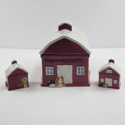 Pioneer Woman Barn Canister Set w/ Salt & Pepper Shakers Red Farmhouse ...
