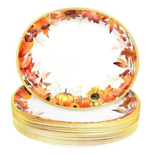 50Pcs Fall Oval Paper Plates Party Supplies Thanksgiving Thanksgiving ...