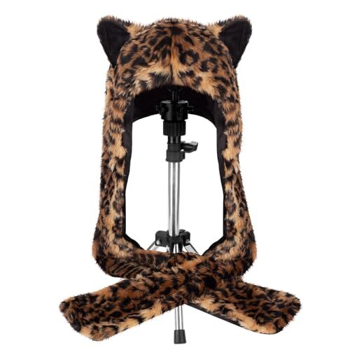 Plush Novelty Animal Hat,3 in 1 Function Faux Fur Full Animal Hood Hat ...