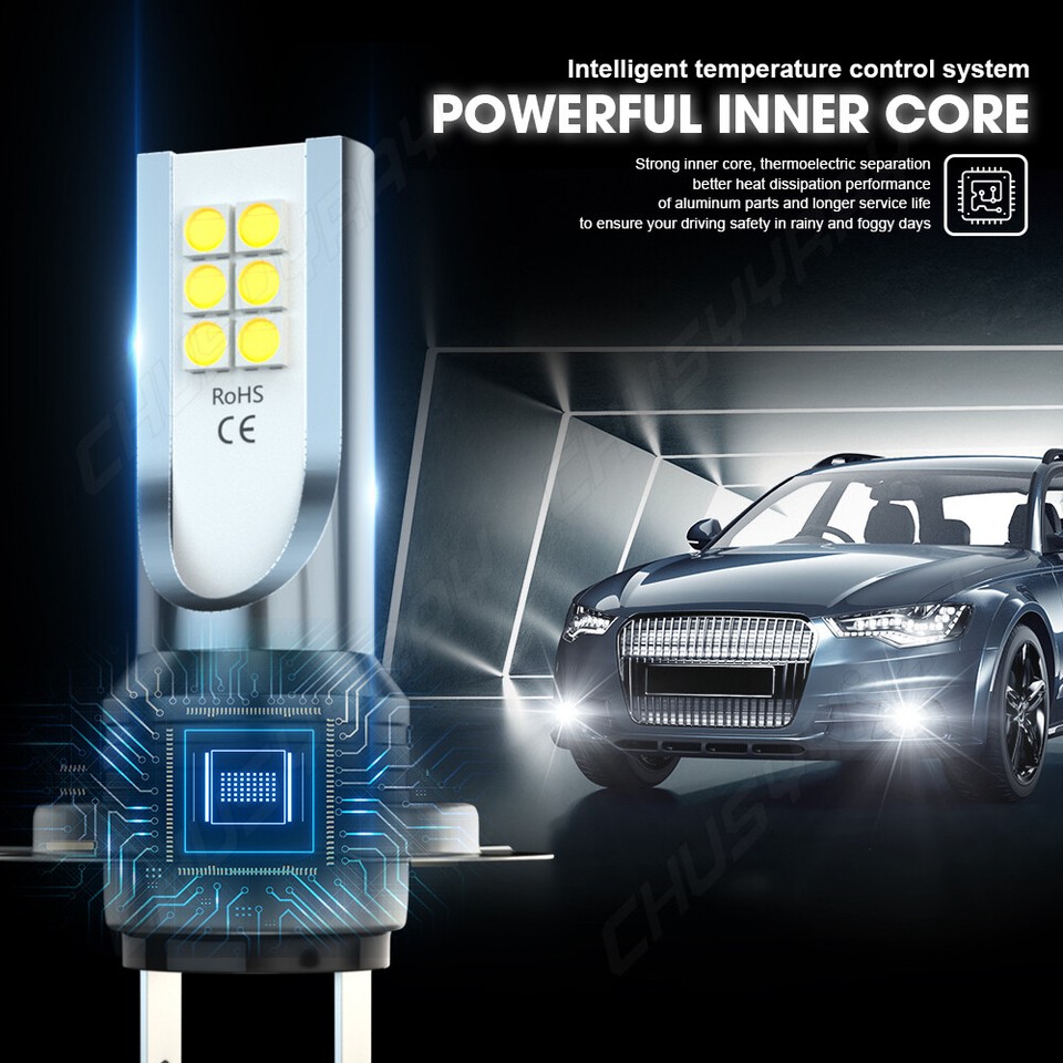 H7 LED Headlights Bulbs 10000K High Low Beams Kit Combo Super White ...