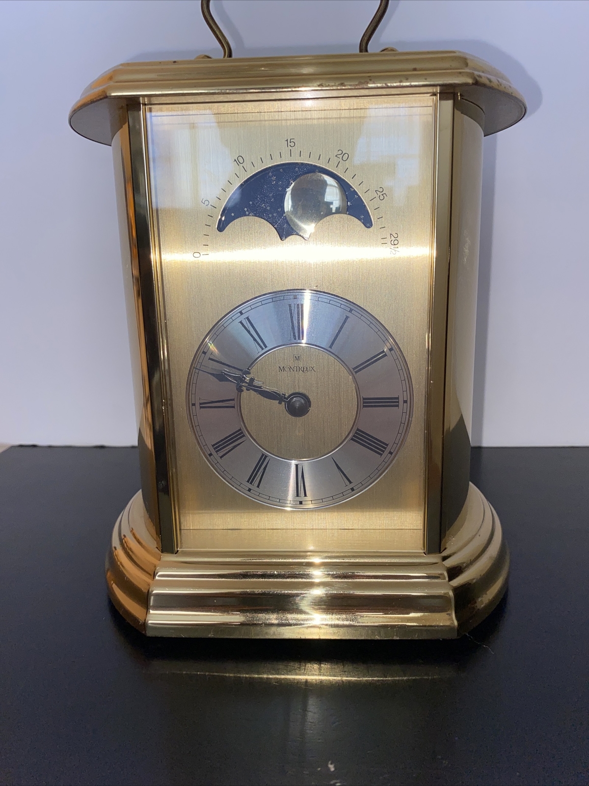 Montreux Moon Phase Clock Germany Hermle Quartz Carriage Mantle Sanders ...