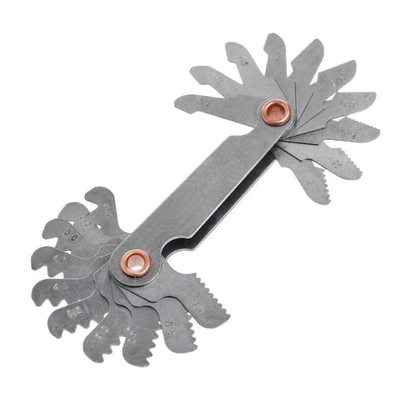 2 Pcs Stainless Steel Metric Screw Pitch 60+55 Degree Thread Measuring ...