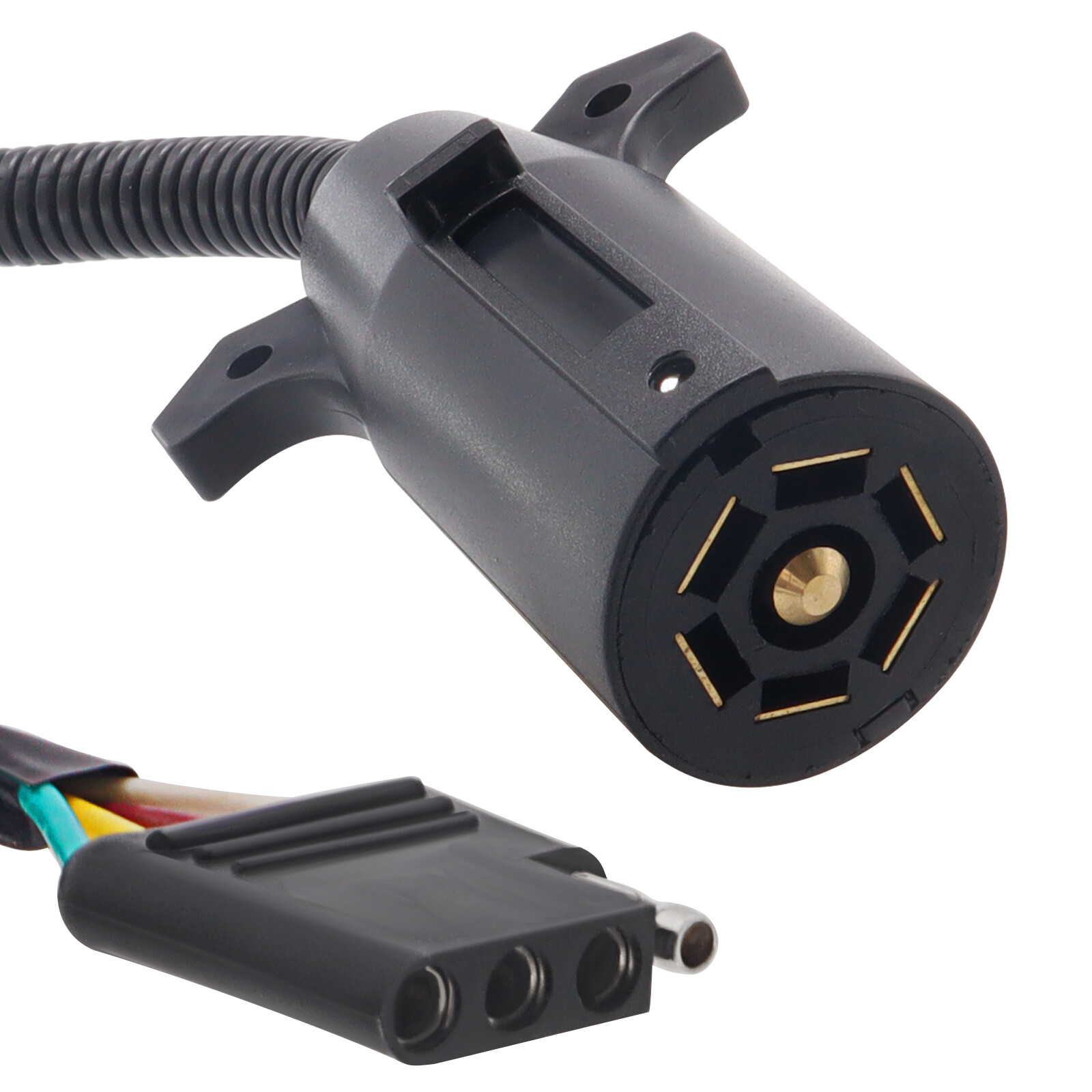 7 Way RV Trailer Tow Connector to 4 5 Pin Flat Adapter Coverter Plug ...