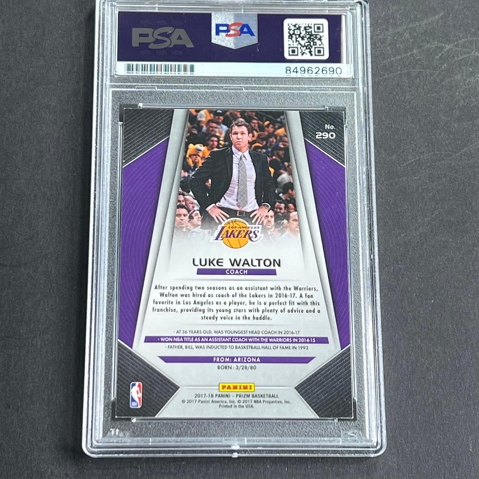 2017-18 Panini Prizim #290 Luke Walton Signed Card PSA AUTO Grade 10 ...