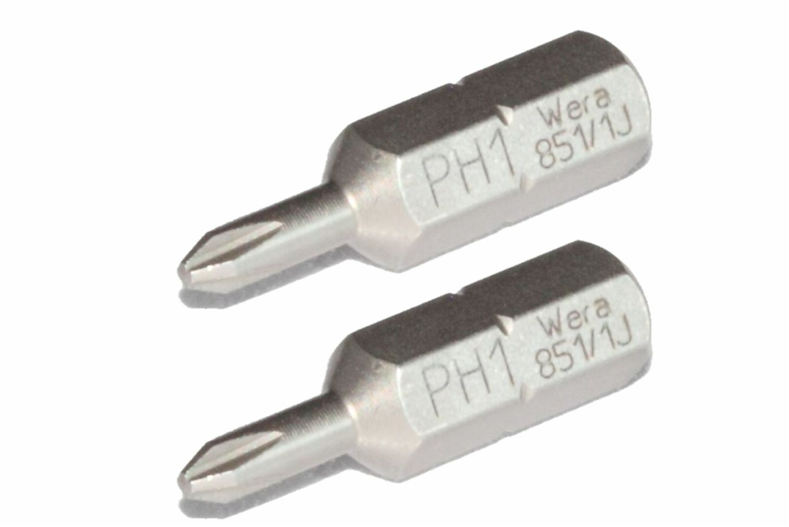 2X WERA J-BIT PH1 (PHILLIPS #1) 25MM HEX BIT (TOUGH JCIS) 851/1J ...