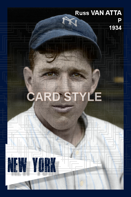 Russ Van Atta - 1934 New York Yankees - choose a size - colorized print ...