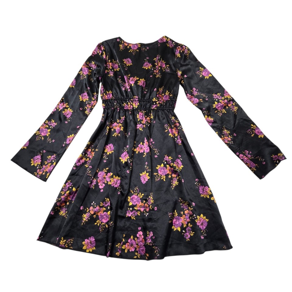 Bella+me Dress Women's Size Small Black with Floarl Pattern Long Sleeve ...