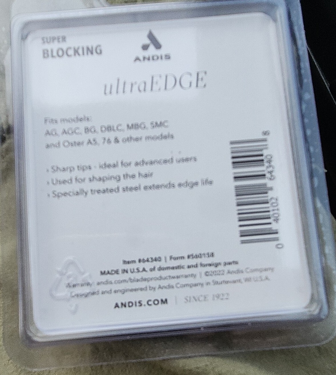 ANDIS Ultra Edge SUPER BLOCKING Clipper Blade 64340 #3408 *NEW & SEALED ...