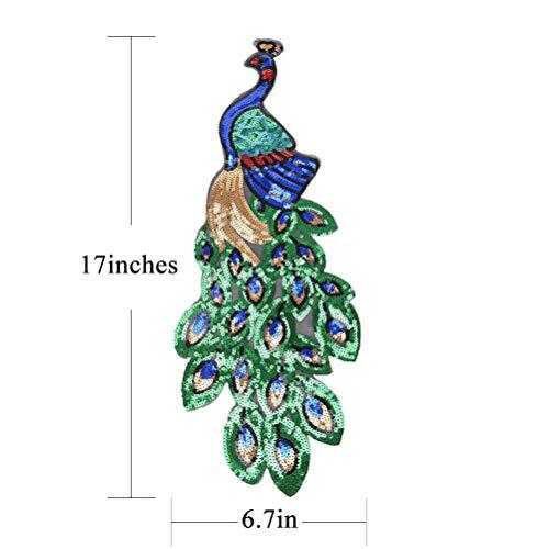 2 Pack Colorful Sequins Peacock Patch Iron On/Sew on Embroidered ...