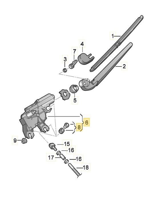 Rear Window Wiper Motor and Adapter 7P6955711 VW TOUAREG 2010 to 18 NEW ...