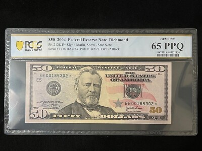 2004 $50 FRN Fr 2128-E 🌟STAR Note 🌟 -- PCGS Banknote Gem 65 PPQ | eBay