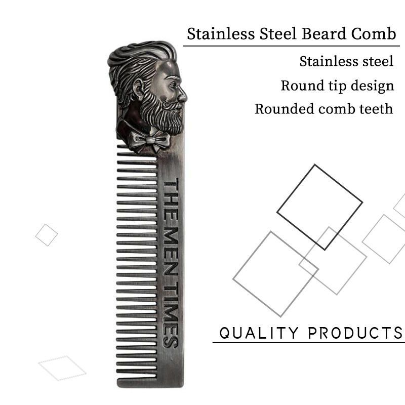 1Pc Gentelman Barber Styling Metal Comb Tools Stainless Steel Men Beard ...