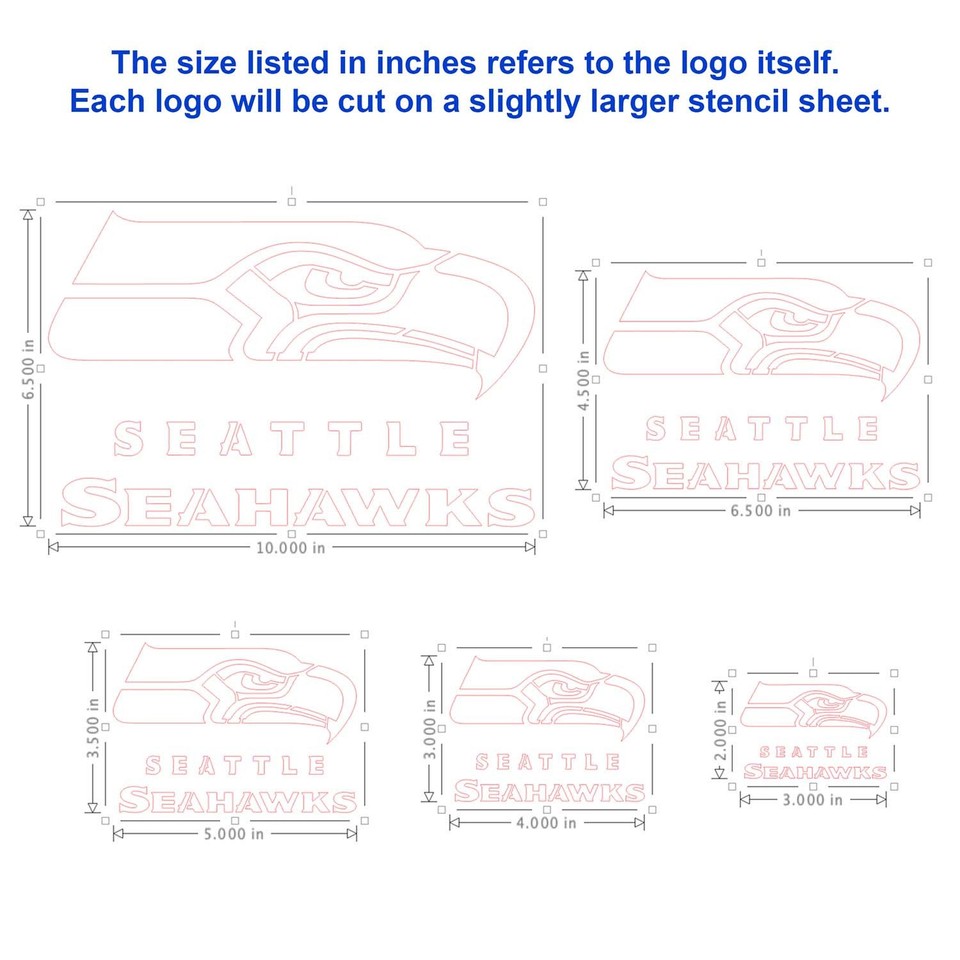 Seattle Seahawks Stencil – 5-Pack Set | High-Quality 10 mil plastic ...