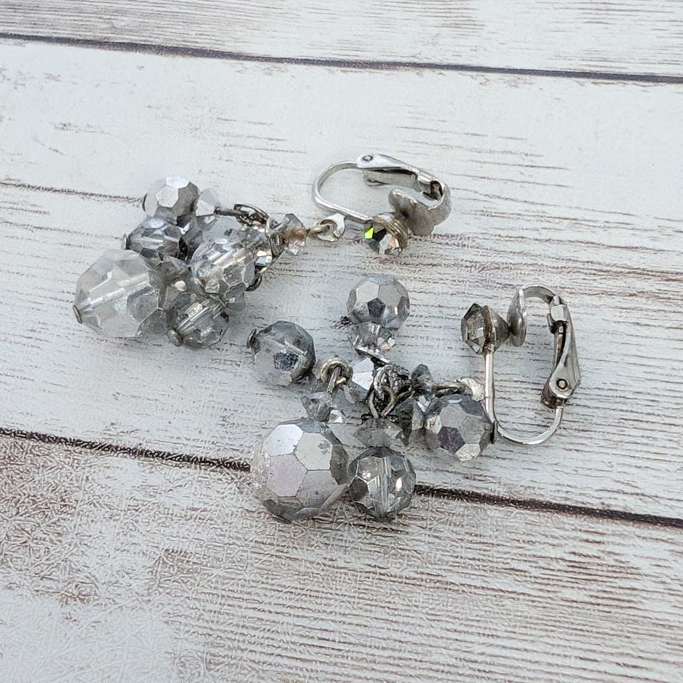 Vintage Clip On Earrings Long Metallic Dangle | eBay
