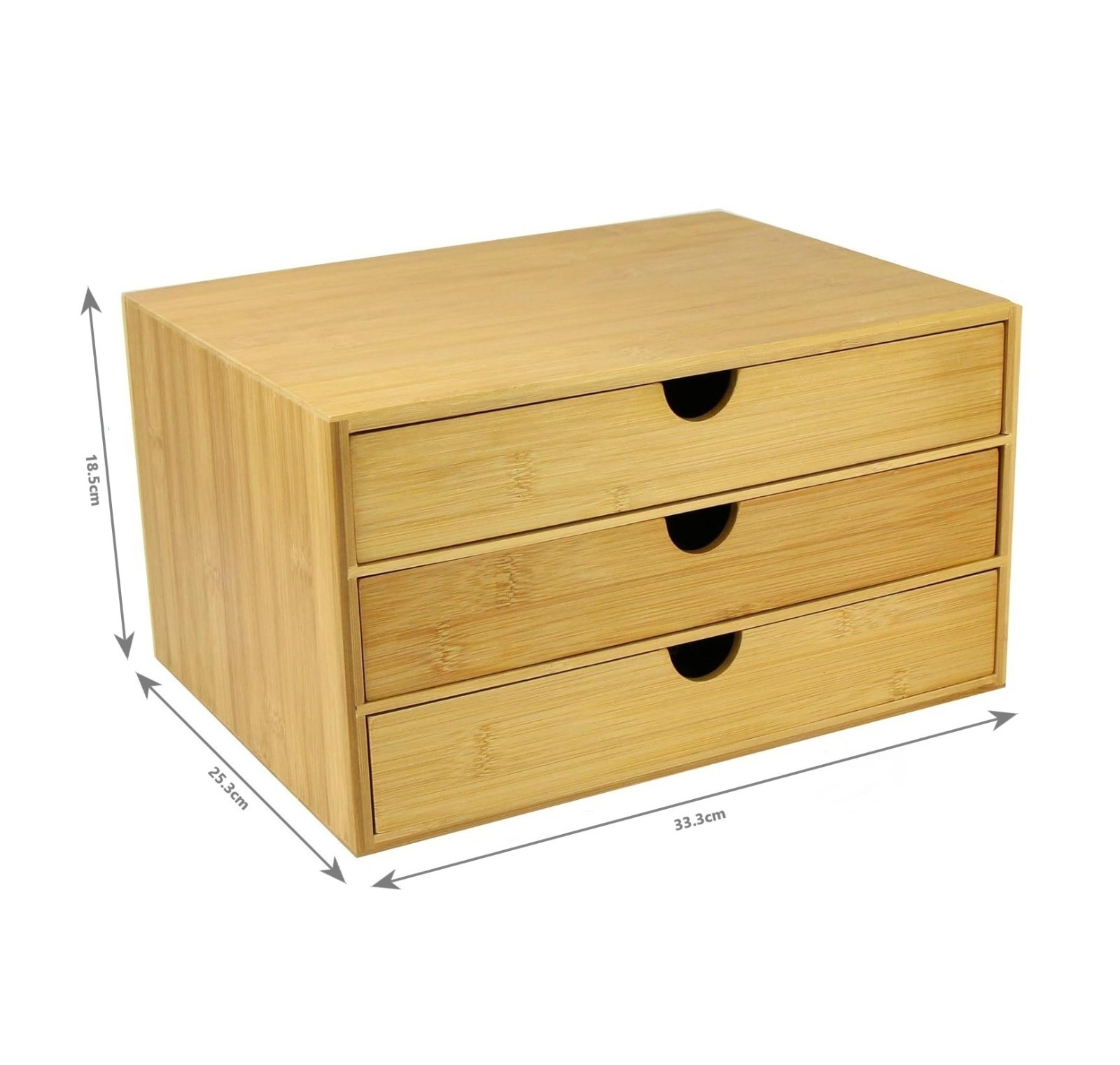 Desktop 3 Drawer Organiser Bamboo Storage Draw Tidy Stationary Office ...