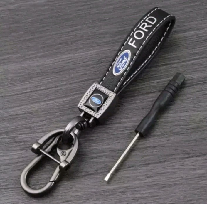 For Ford ST Fiesta Focus Kuga Metal Leather Keyring Luxury Keychain Key ...