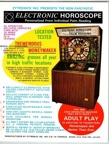 Electronic Horoscope Palm Reading Fortune Telling Machine FLYER ...