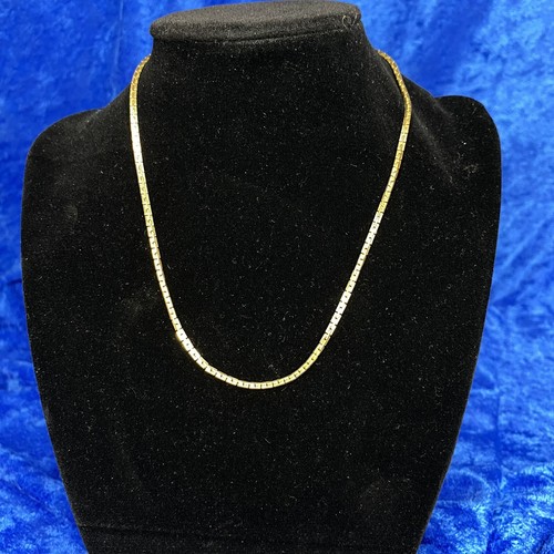 VTG Monet Gold Tone Box Chain Necklace 14.5 Inches Spring Ring Closure ...