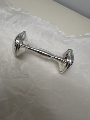Silver Plated Barbell Baby Rattle Approximately 3.5” Length | eBay