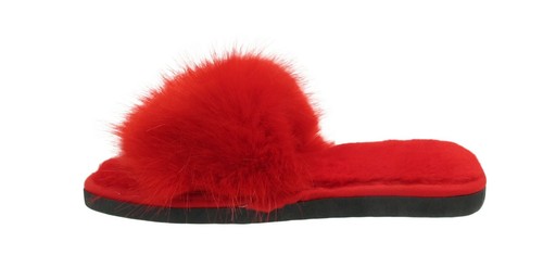 Ladies Fur Slippers Womens Fluffy Slide Sliders Winter Warm Furry Flip ...