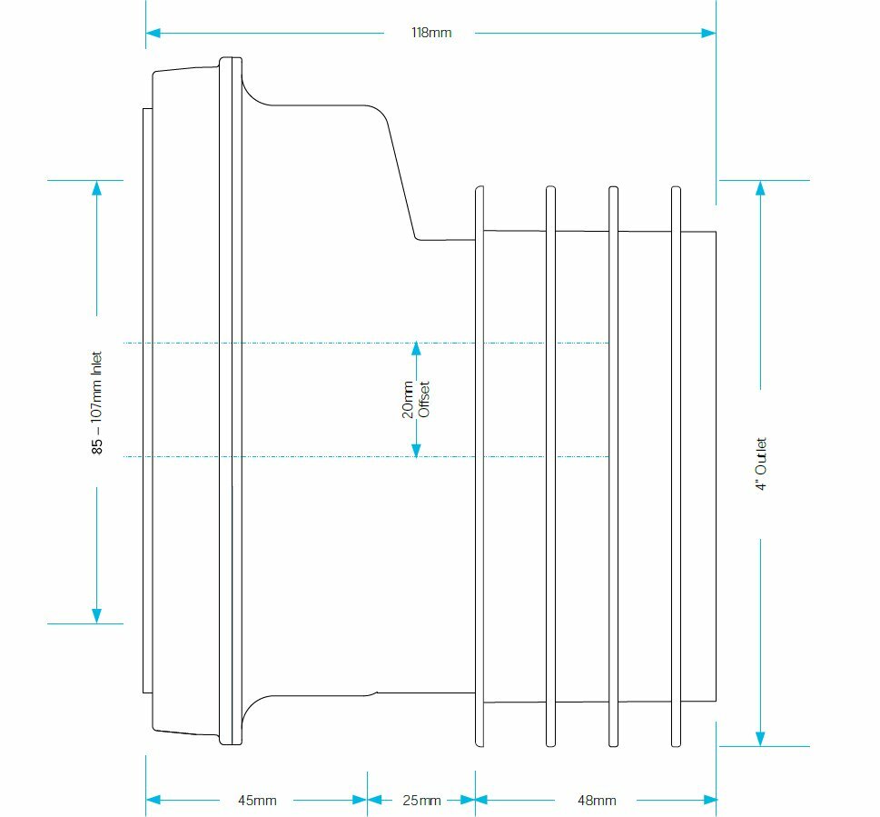 Standard Offset Pan Connector 20mm Toilet Outlet 20mm Offset VV | eBay