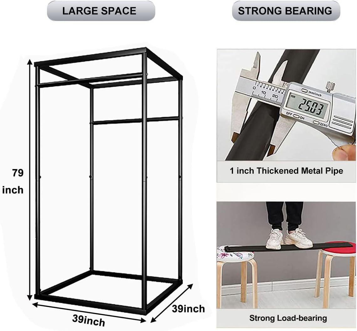 Mobile Fitting Room, Portable Dressing Room Frame with Curtain and Hook ...