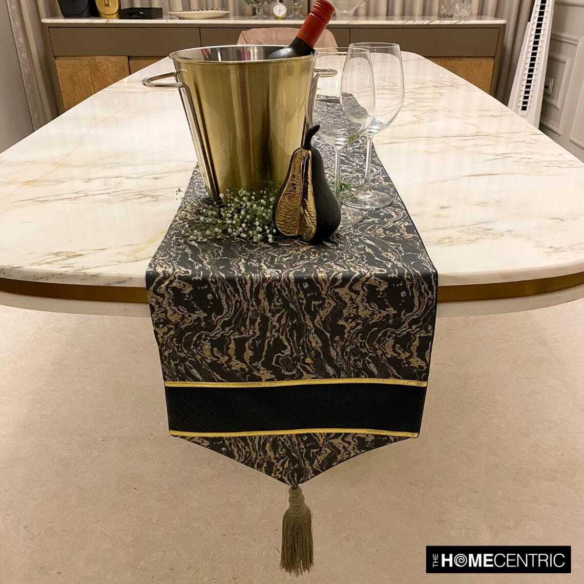 Decorative Table Runner Black Leather Wedding Décor Table Décor ...