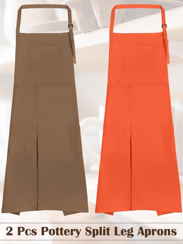 2 Pcs Pottery Split Leg Aprons Ceramics Aprons Split Leg Long Pottery ...
