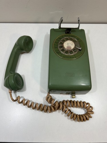 VTG 70s/80s ITT Model 554 GREEN AVOCADO Rotary Dial Wall Mount Phone ...