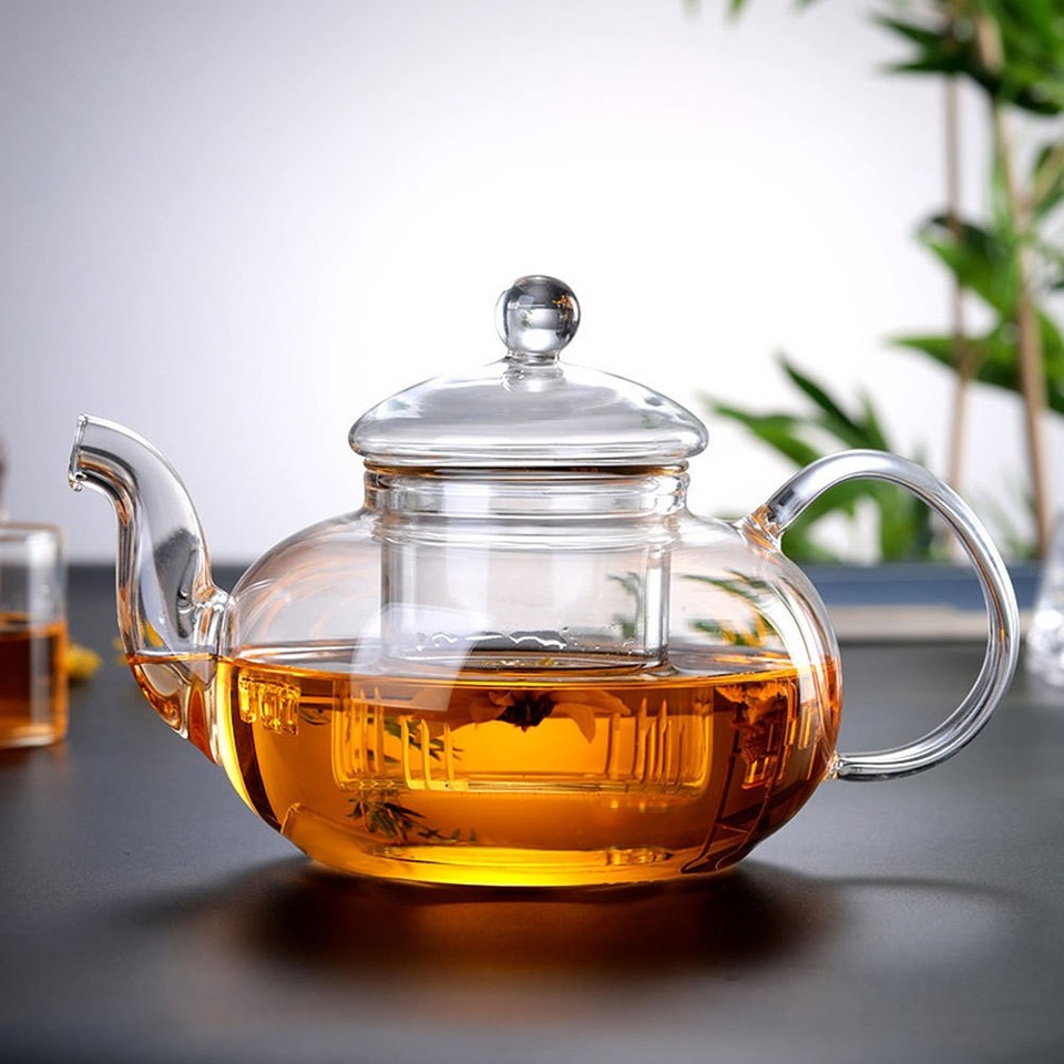 Clear Glass Tea Kettle Loose Tea Pot Small Tea Pot Office Tea Filter ...