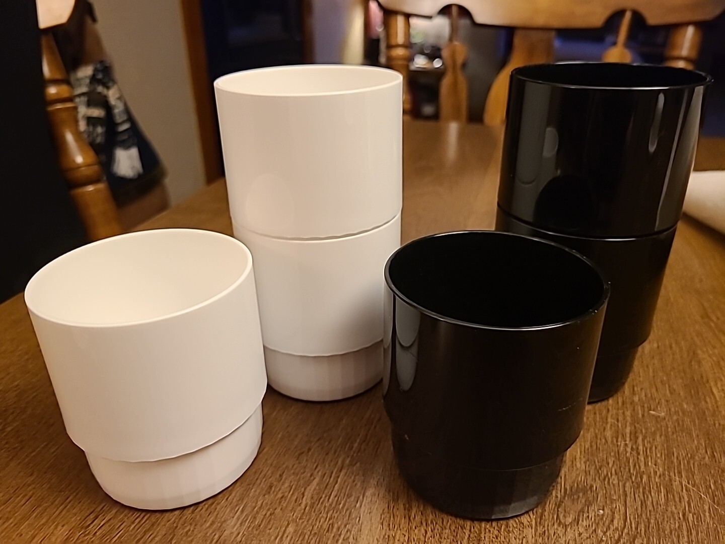 Tupperware Set of 6 Acrylic Black White Deluxe 10 oz Stacking Tumblers ...