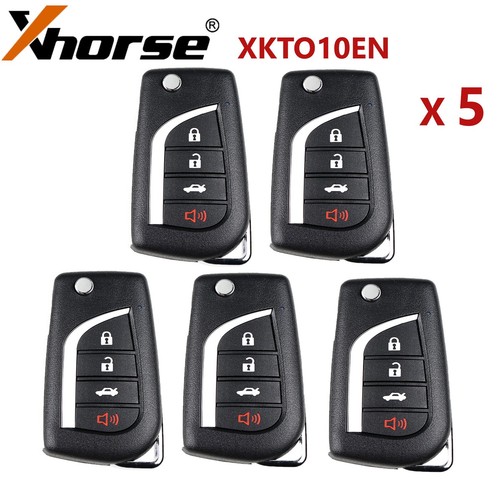 5PC Xhorse Wire Universal Remote Key Fob Flip 4 Buttons for TOY.T Style ...