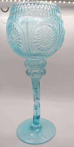 1950s Italian Empoli Adeline pattern Twisted Stem Ice Blue Glass Goblet ...