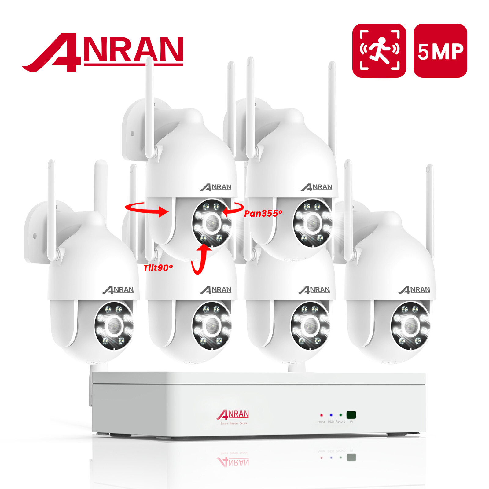 ANRAN 10CH 5MP Wireless Security Camera System WiFi PTZ Outdoor CCTV ...
