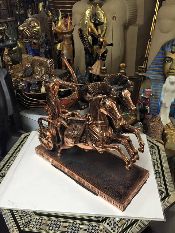 Vintage Large RAMESSES II CHARIOT Statue Copper Wash Made In Egypt LAST ...